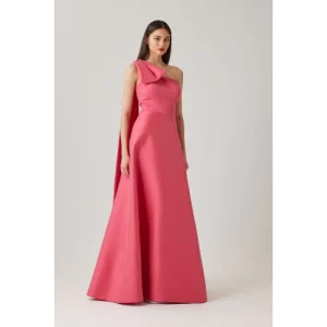 Teri Jon Mikado Bow One-Shoulder A-Line Gown - Helen Ainson