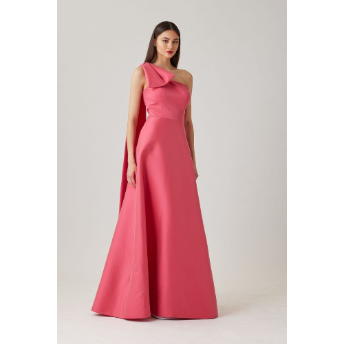 Teri Jon Mikado Bow One-Shoulder A-Line Gown - Helen Ainson